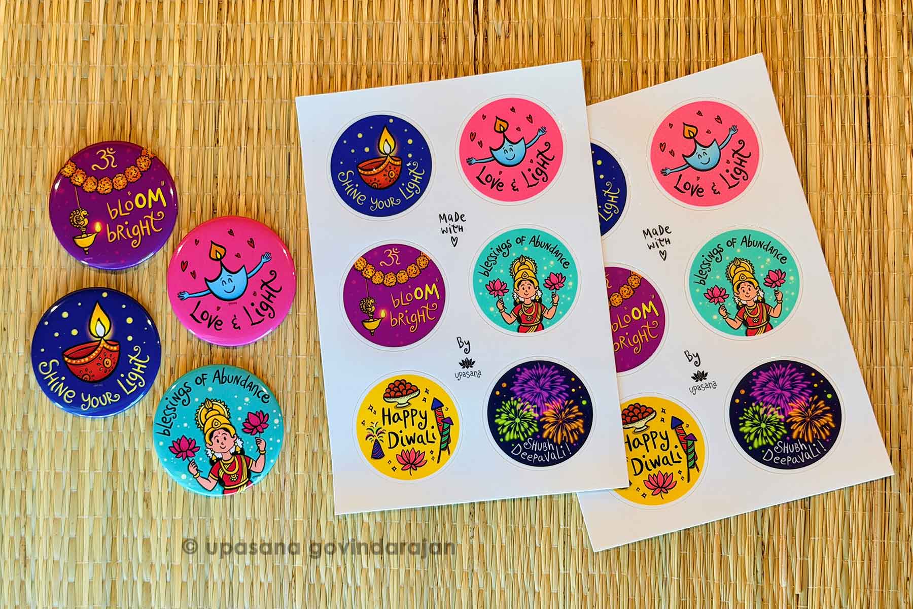 Deepavali Magnets & Sticker Sheet Set – Upasana Govindarajan Art